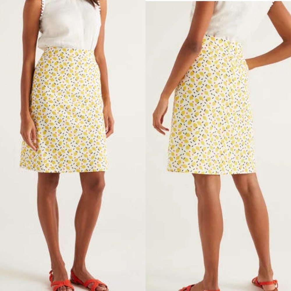 Boden Francesca Lemon Fruit Print A Line Skirt Size 6 - Gem